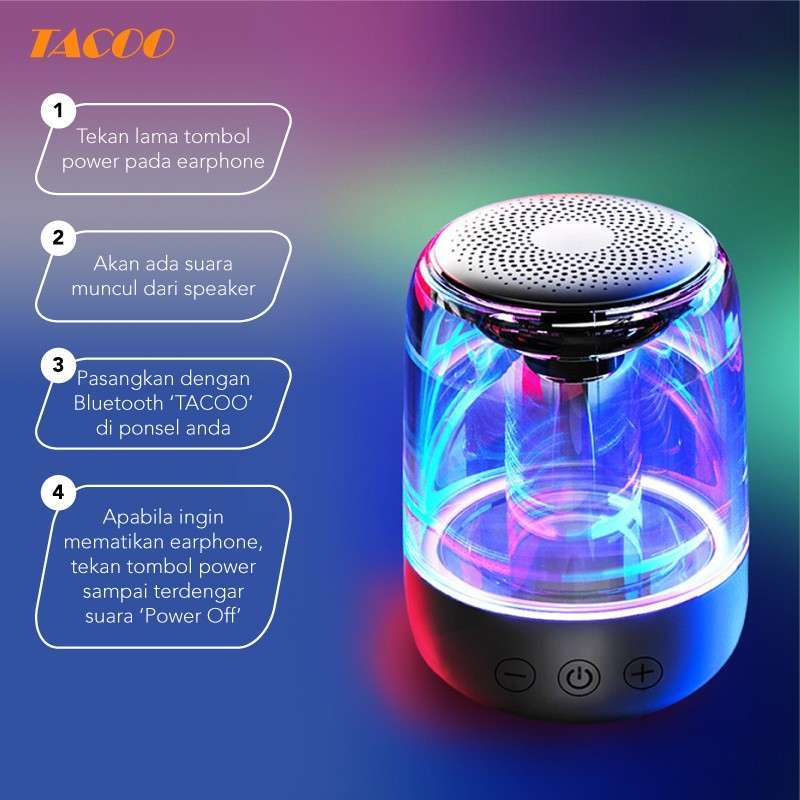 Jual Tacoo Bluetooth Tws Speaker Tap 5605 Led / Portable Speaker Bass ...