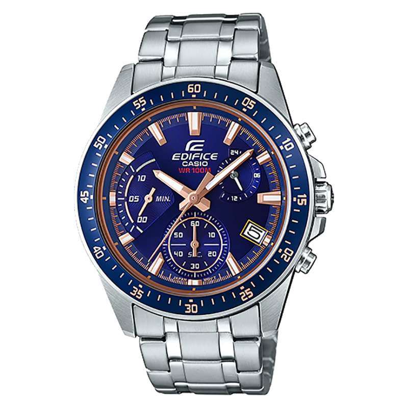 Promo Casio Edifice EFV-540D-2AVUDF Chronograph Men Blue Dial Stainless ...