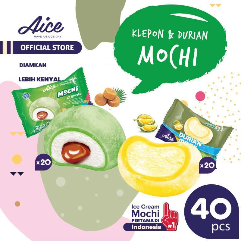 Promo Paket Aice Ice Cream Mochi Duo B Es Krim isi 40 pcs Eskrim Diskon ...