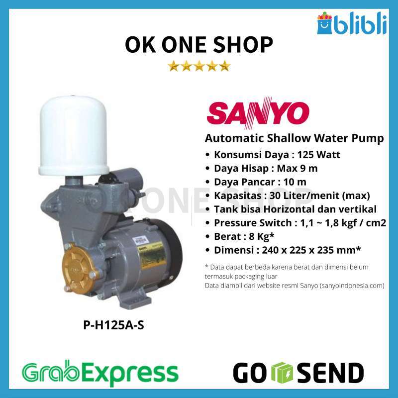 Jual Sanyo P-h125a Pompa Air Otomatis - Abu Hitam Di Seller Ok One Shop ...