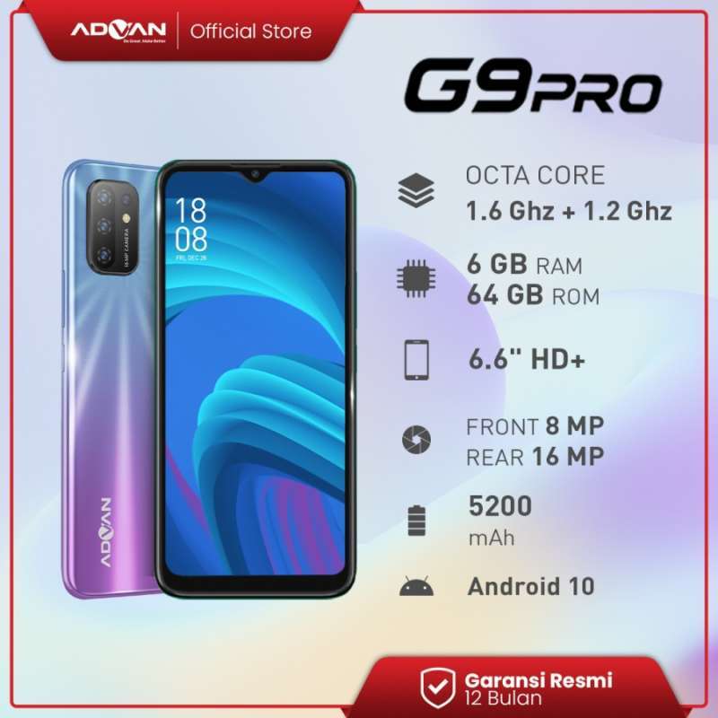 Jual Advan G9Pro 6.6 Inci 6 GB 64 GB Quad Camera Octacore Smartphone ...
