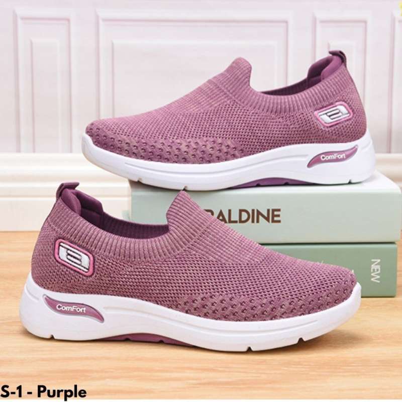 Jual Sepatu Wanita Sneakers Tanpa Tali Cantik Sporty Kekinian Import S-1x - Grey 41 Di Seller ...