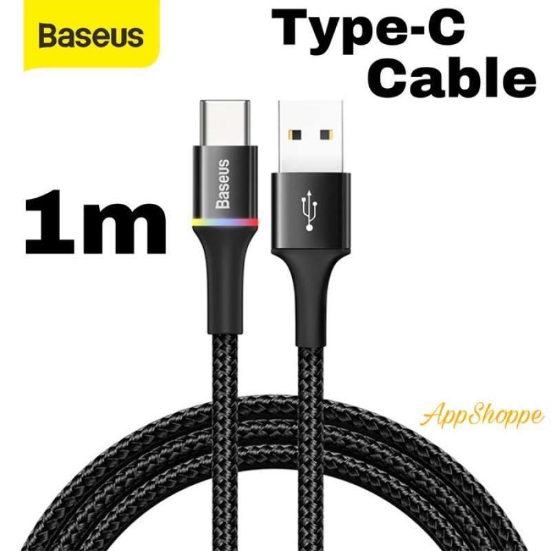 Promo Baseus Kabel 1m Cable Type-C Braided Wire USB with LED LIGHT ...