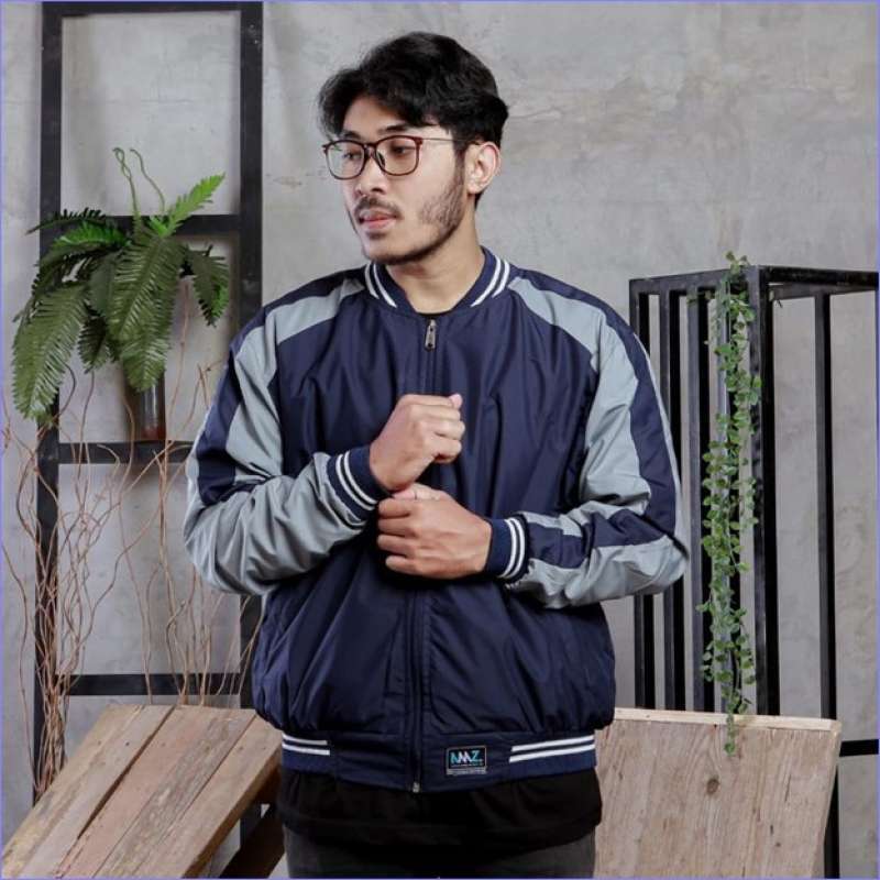 Jual SKJ NAVY MNM x AMZ Jaket Bomber Motor Unisex 2 in 1 - Waterproof ...
