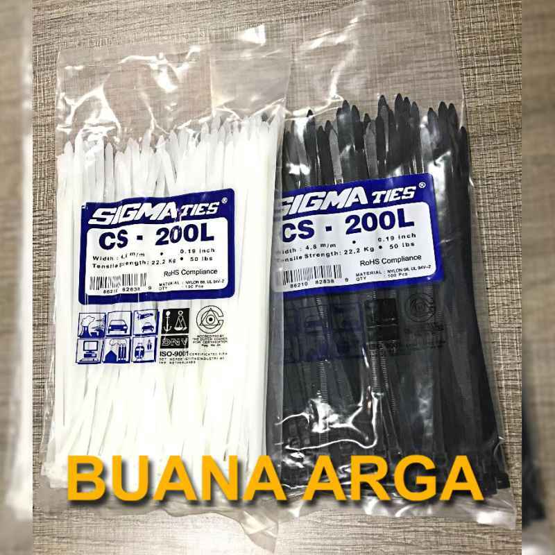 Jual Cable Ties Sigma Cs-200 Hitam / Putih Cv - 200 Kabel Tie Cs - 200l ...