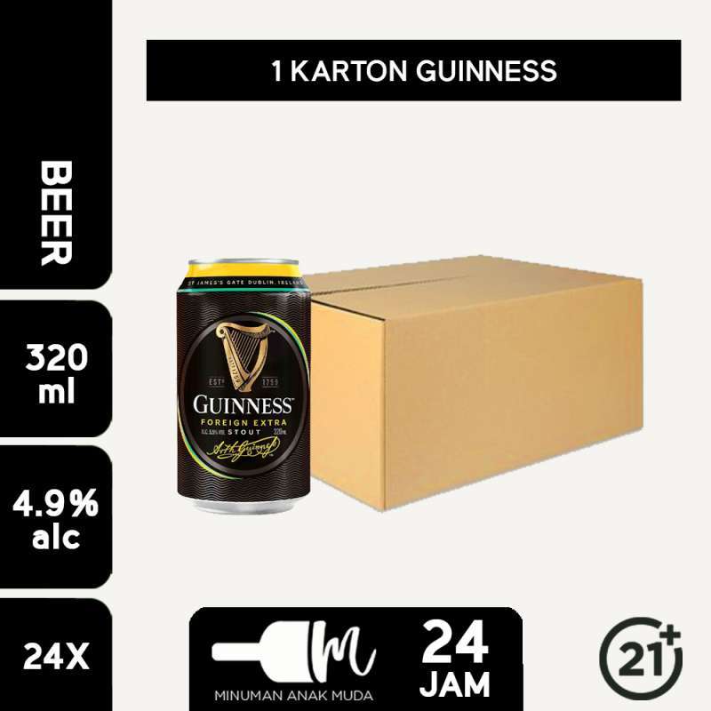 Jual Beer Guinness Bir Hitam Guiness Kaleng 320ml (24 Kaleng / 1 Karton ...