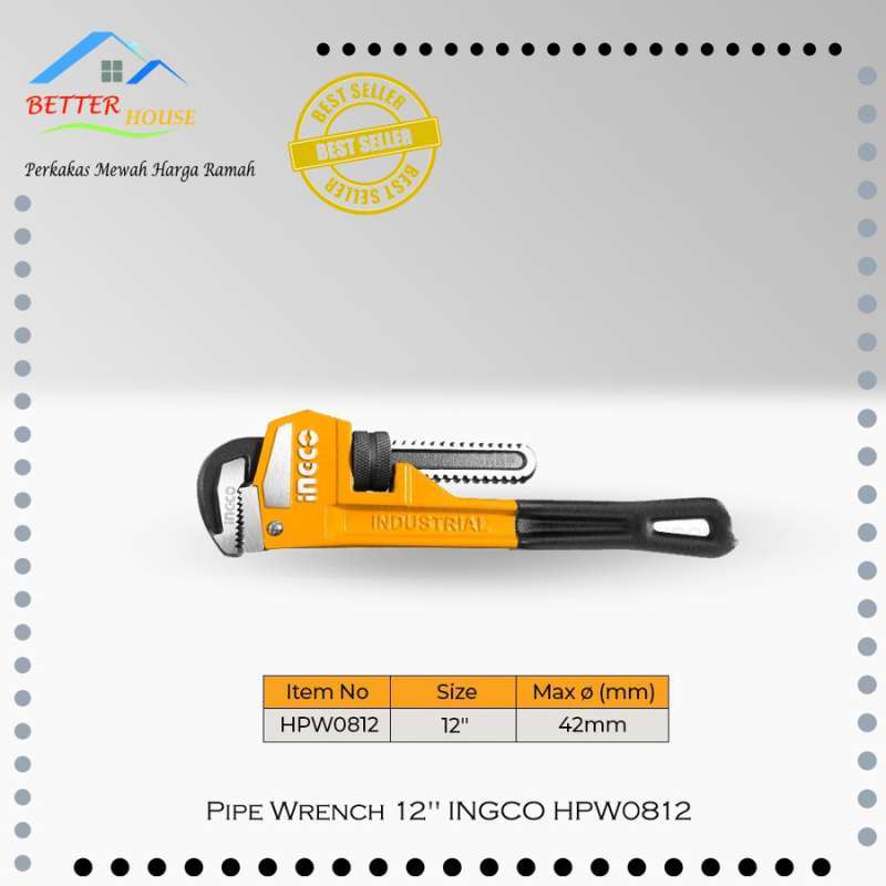 Jual Pipe Wrench 12 INGCO HPW0812 - Kunci Pipa PVC-Besi 12 Inch Inci ...