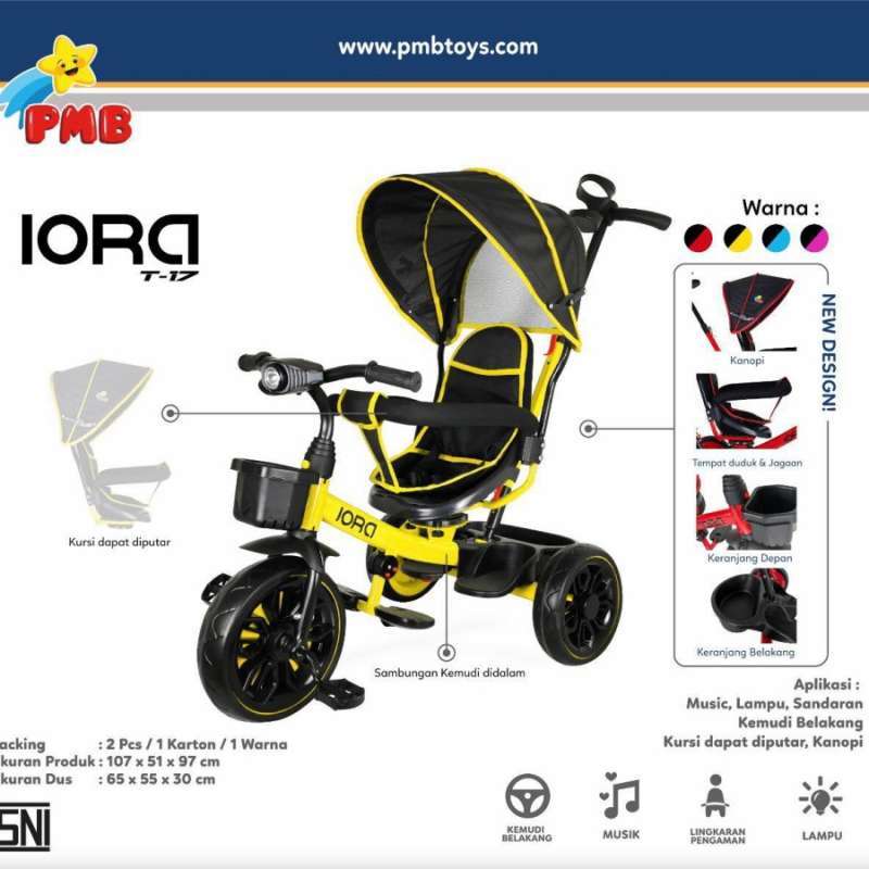 Jual Sepeda Anak Tricycle IORA T17 PMB TOYS Roda 3 Garansi Original SNI ...