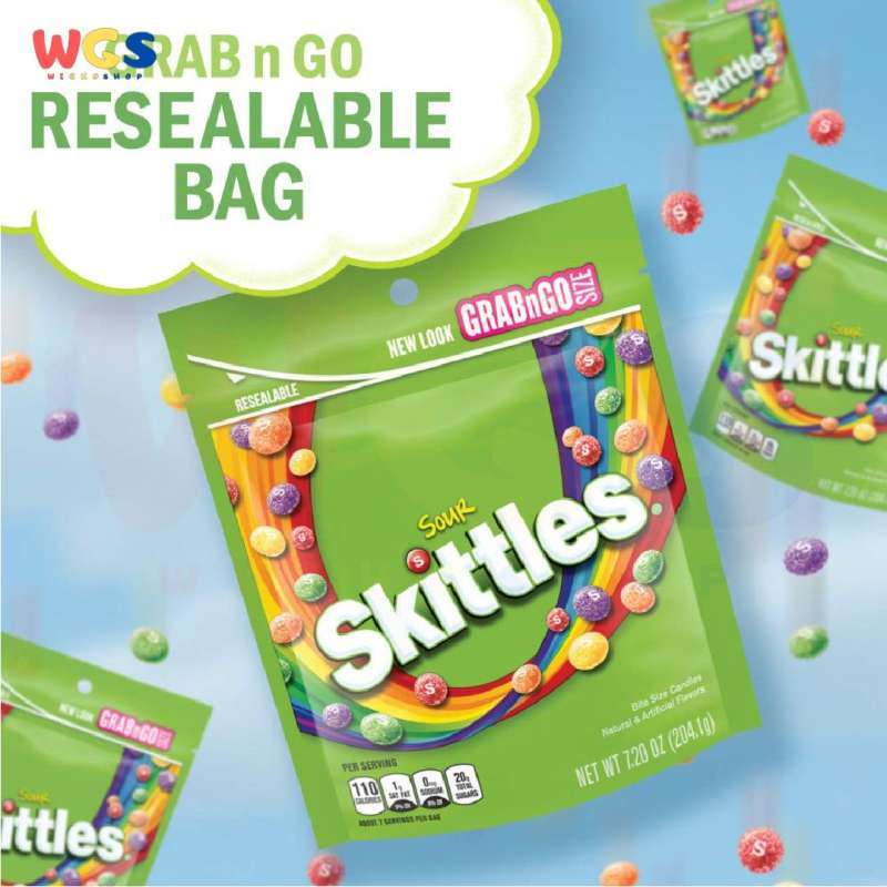 Jual Permen Sour Skittles Candy Natural & Artificial Flavors 7.2oz 204 ...