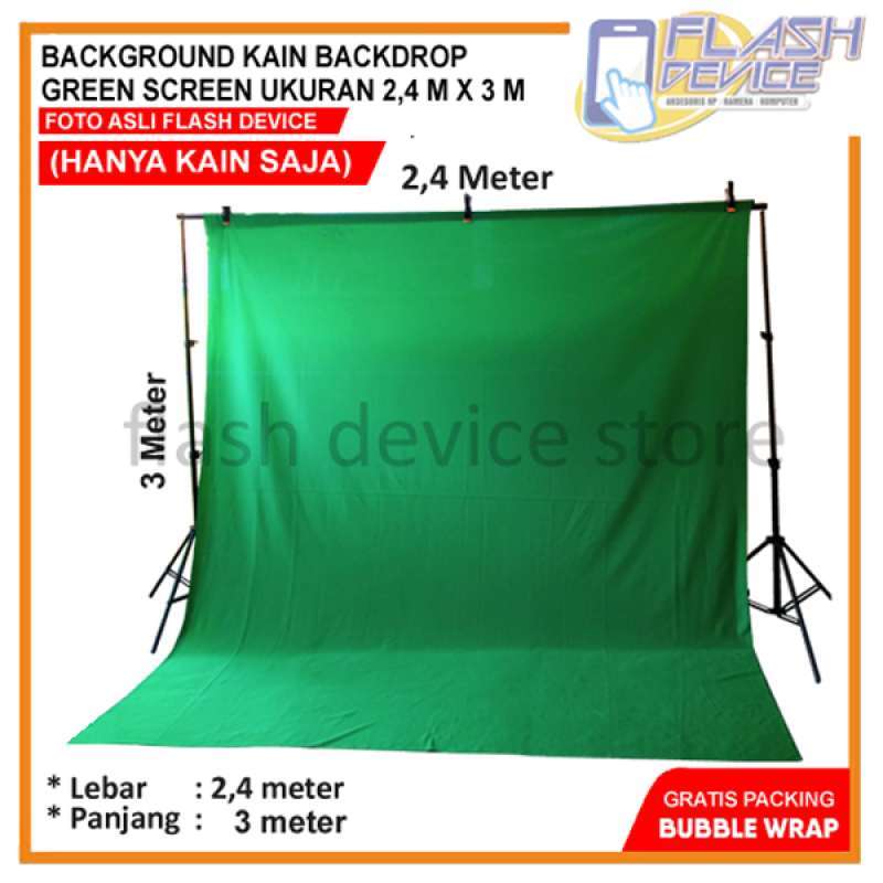 Jual Kain Green Screen Background Backdrop Photo Studio 2,4 Meter x 3 ...
