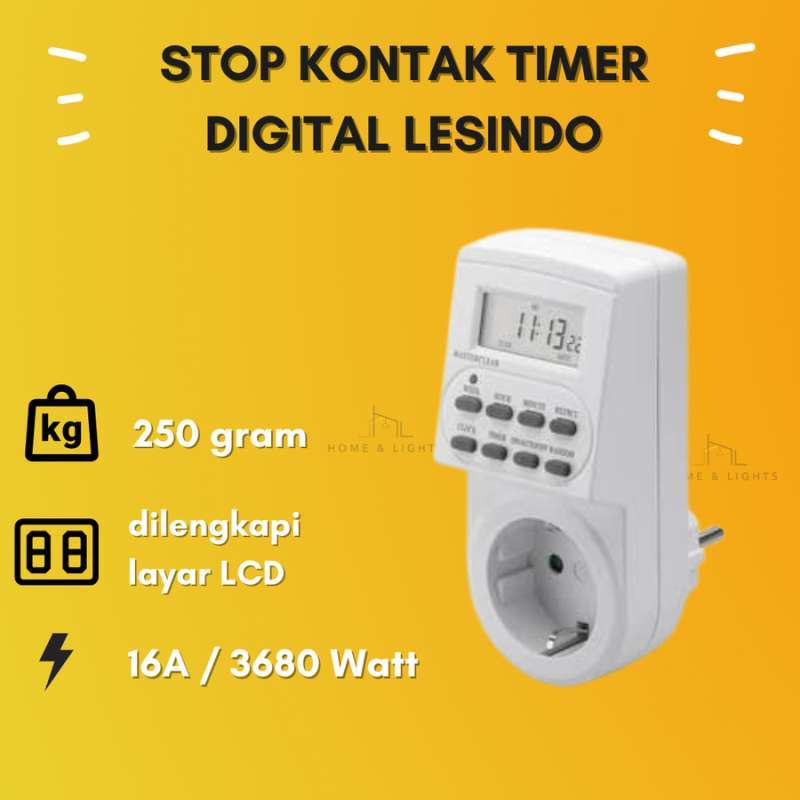 Jual Stop Kontak Timer Digital Lesindo di Seller Home and Lights Store ...