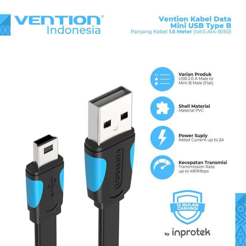 Jual Vention Kabel Data Mini USB Type B for Harddisk - A14 1.5 Meter di ...