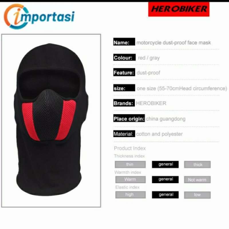 Jual BALACLAVA MASKER FULL FACE MOTOR HEROBIKER BUFF TACTICAL HEAD MASK ...