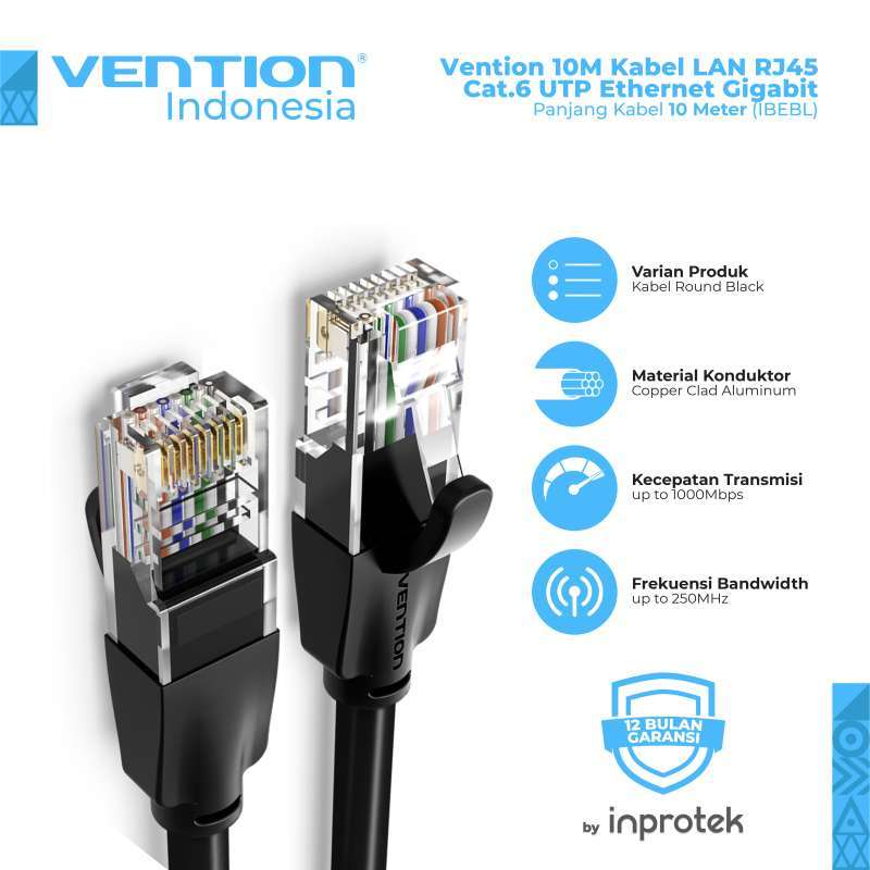 Jual Vention 10m Kabel Lan Rj45 Cat.6 Utp Ethernet Gigabit Di Seller ...