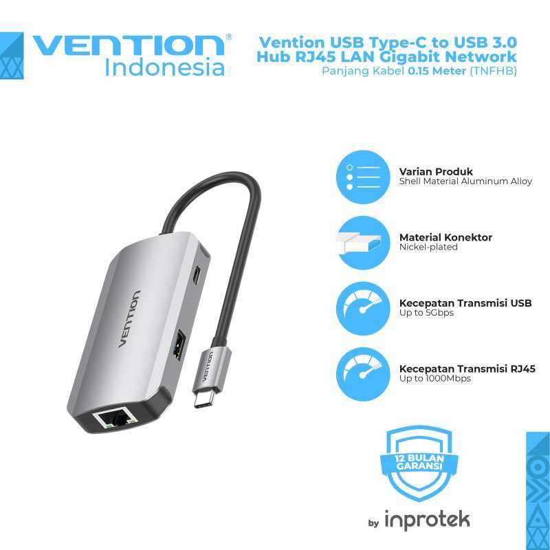 Promo Vention USB Type-C to USB 3.0 Hub RJ45 LAN Gigabit Network - TNF ...
