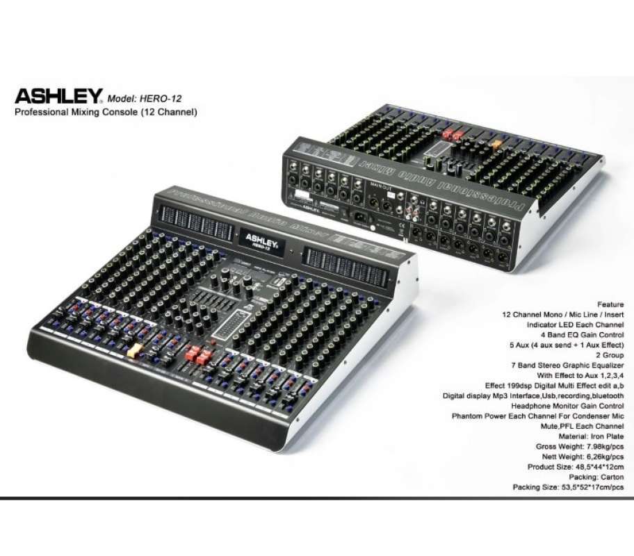 Jual Mixer Ashley Hero12 Hero 12 Channel Original Terbaik Aux 4 Sub 4 ...