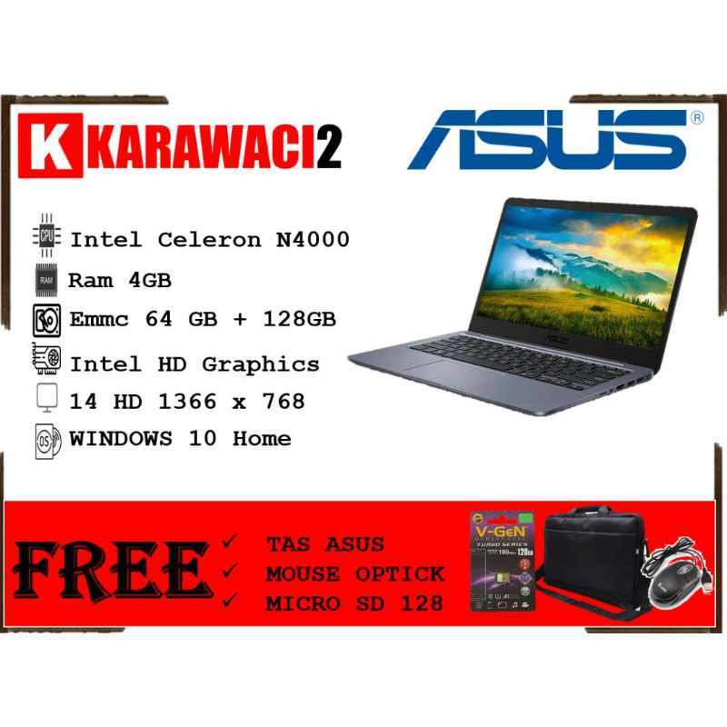 Jual LAPTOP ASUS VIVOBOOK L406MA INTEL N4000 4GB 192GB EMMC WIN10 HOME ...