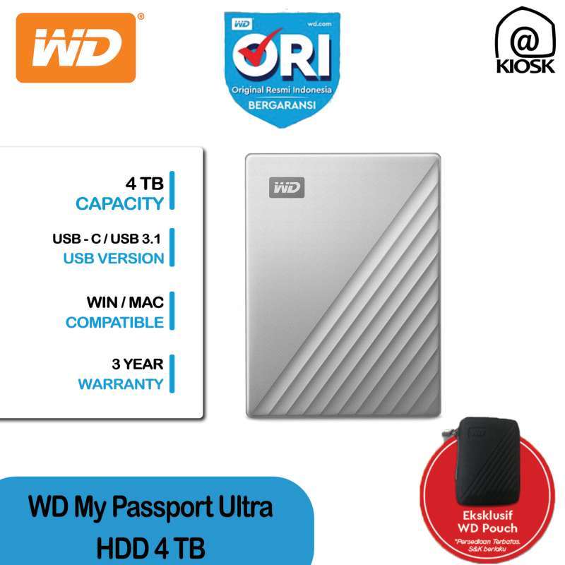 Promo WD My Passport Ultra 4TB - External HDD - USB-C - Garansi 3 Tahun ...