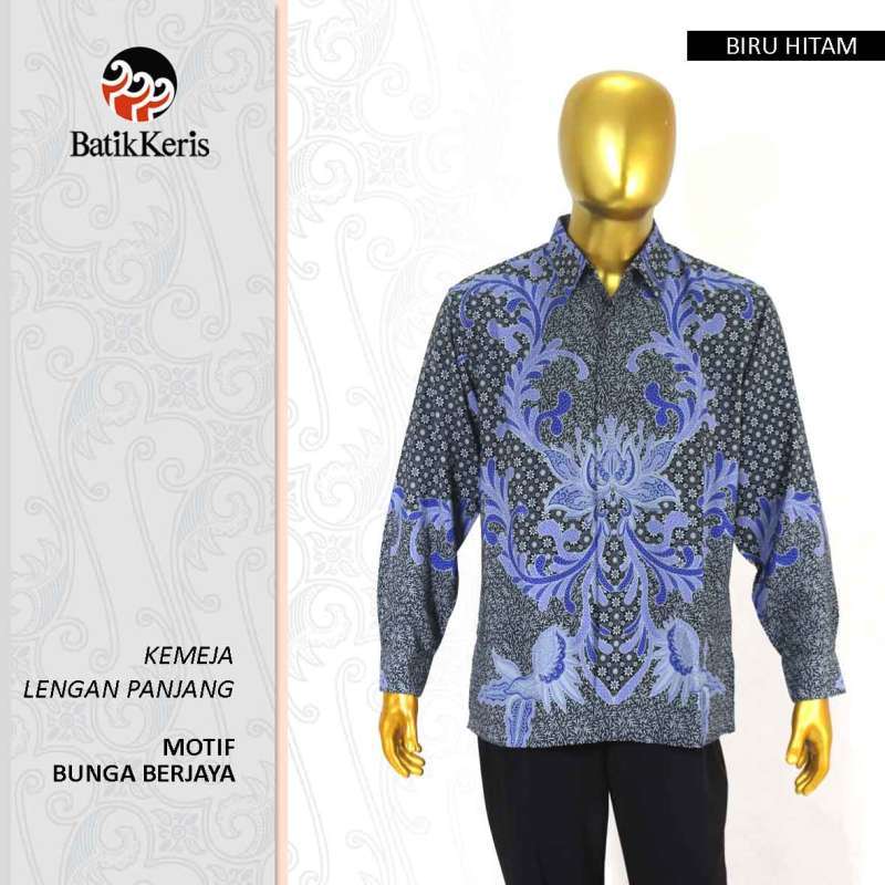 Jual Batik Keris Kemeja Lengan Panjang Polyester Bunga Berjaya ...