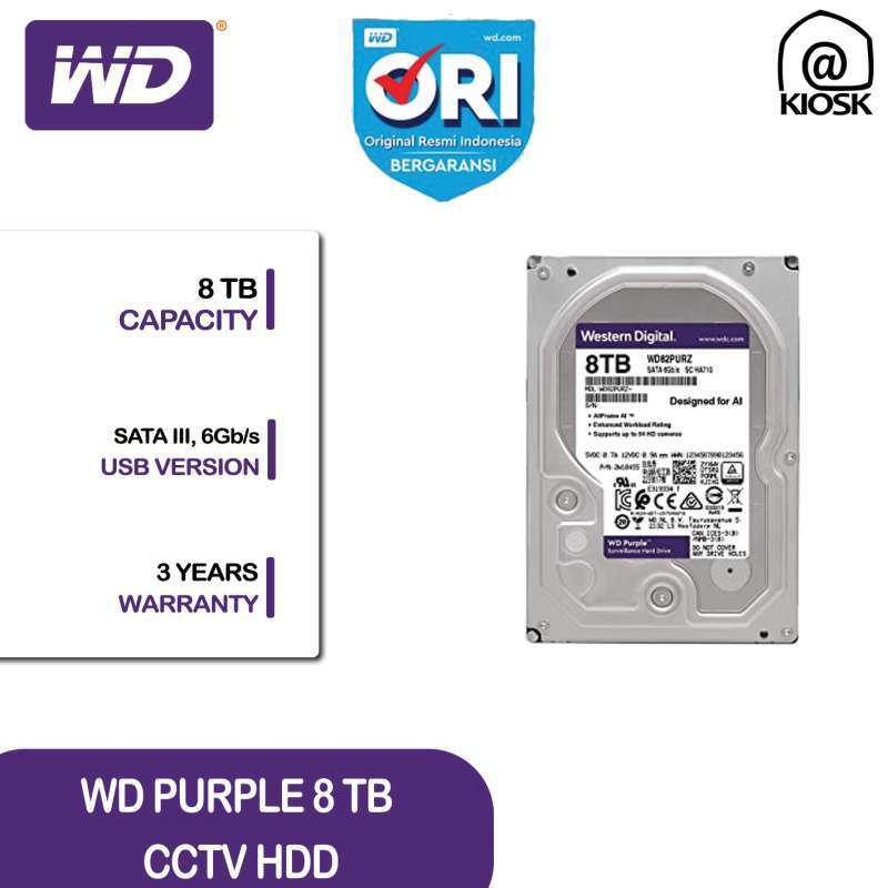 Jual Wd Purple 8tb - Cctv Hdd - Internal Hard Disk Surveillance Di ...