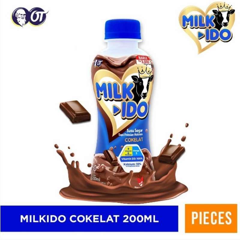 Jual Milkido Susu Sapi Segar RTD Milk Ido Coklat [200 ml x 12 pcs / Dus ...
