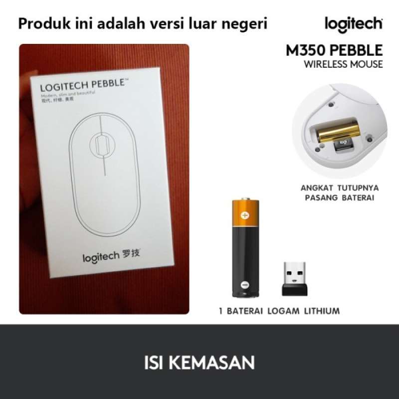 Jual Logitech Pebble Wireless Bluetooth Mouse M350 Senyap Ultra-tipis 2 ...