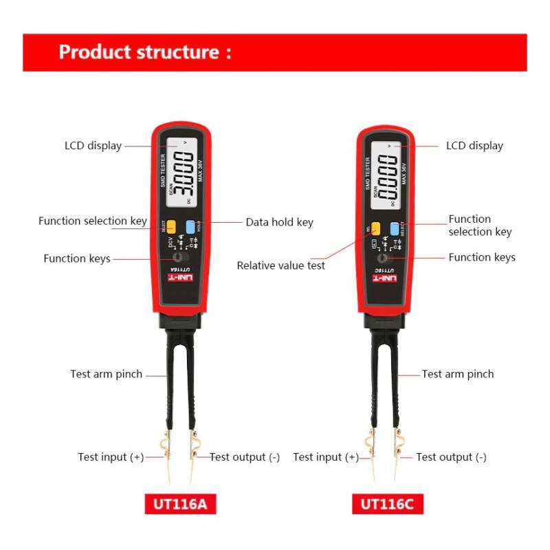 Jual UNI-T SMD Voltage Battery Resistor Capacitor Tester Measurement ...