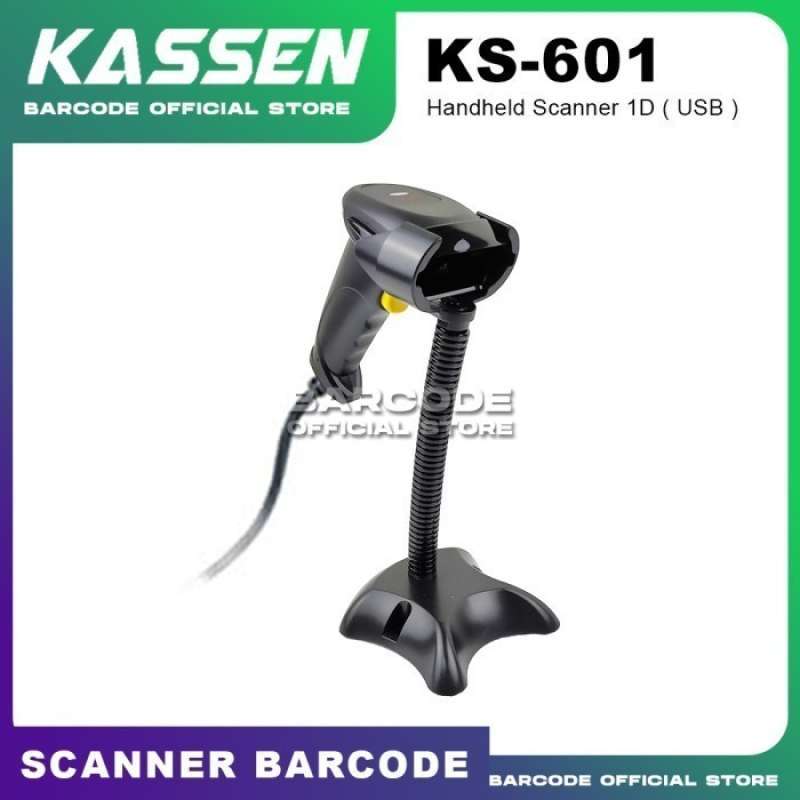 Jual SCANNER KASSEN KS-601 USB Laser 1D Scan Barcode Garis Batang KS601 ...