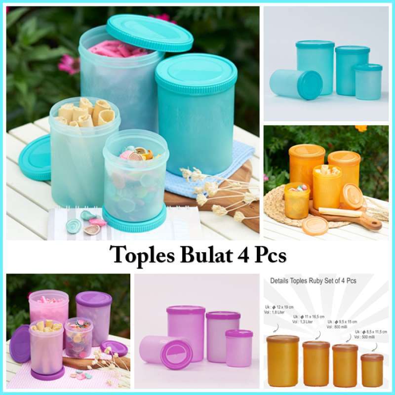 Promo Toples Makanan Set 4 Pcs - Tempat Penyimpanan Bumbu - Toples Kue ...