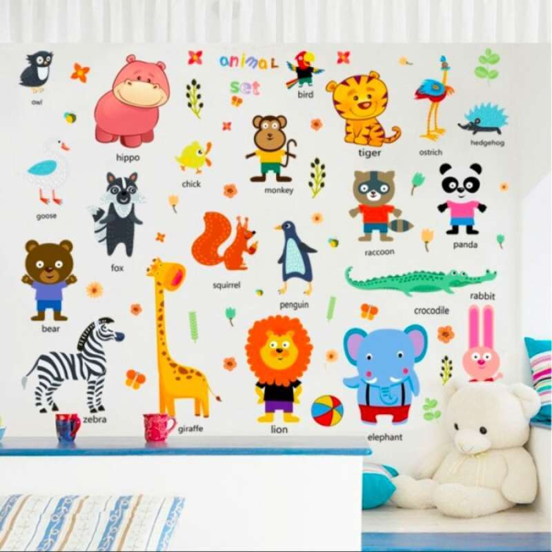 Jual Wall Sticker Dinding Hm92025 Animal Set Belajar Nama Binatang ...