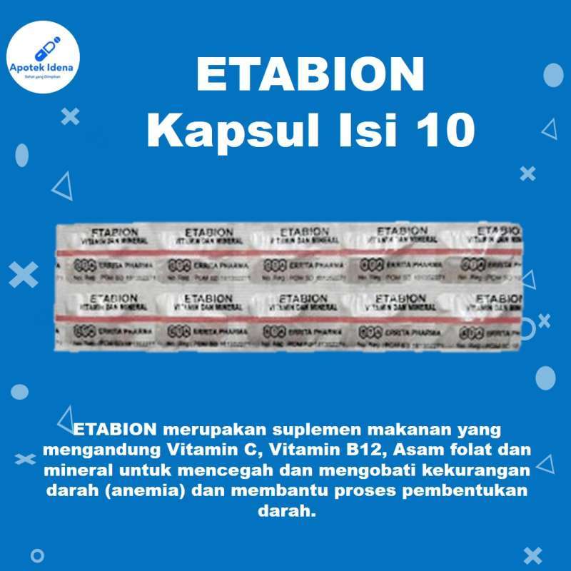 Jual Etabion Kapsul Isi 10 Suplemen Untuk Penambah Darah Harga Per ...