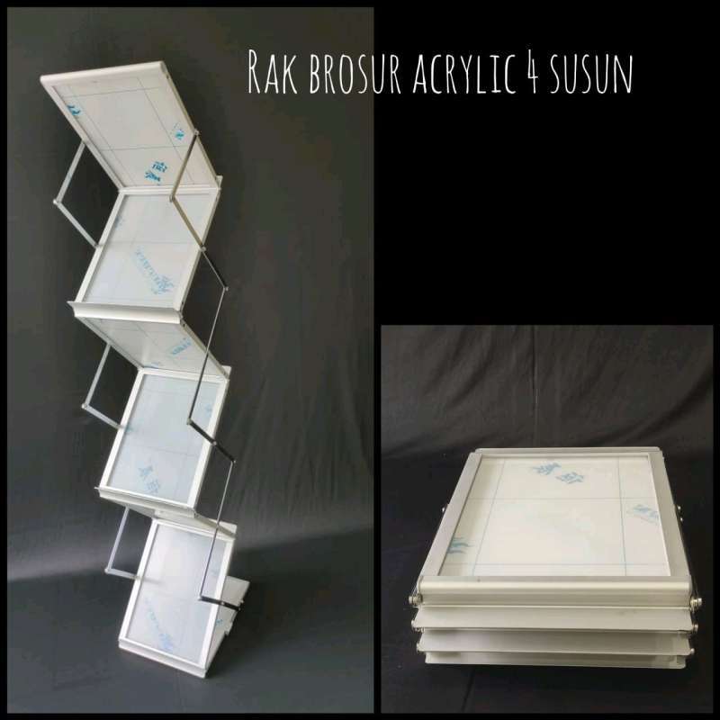 Jual Rak Brosur Putih Akrilik Lipat 4 Susun - Rak Brosur Akrilik - Rak ...
