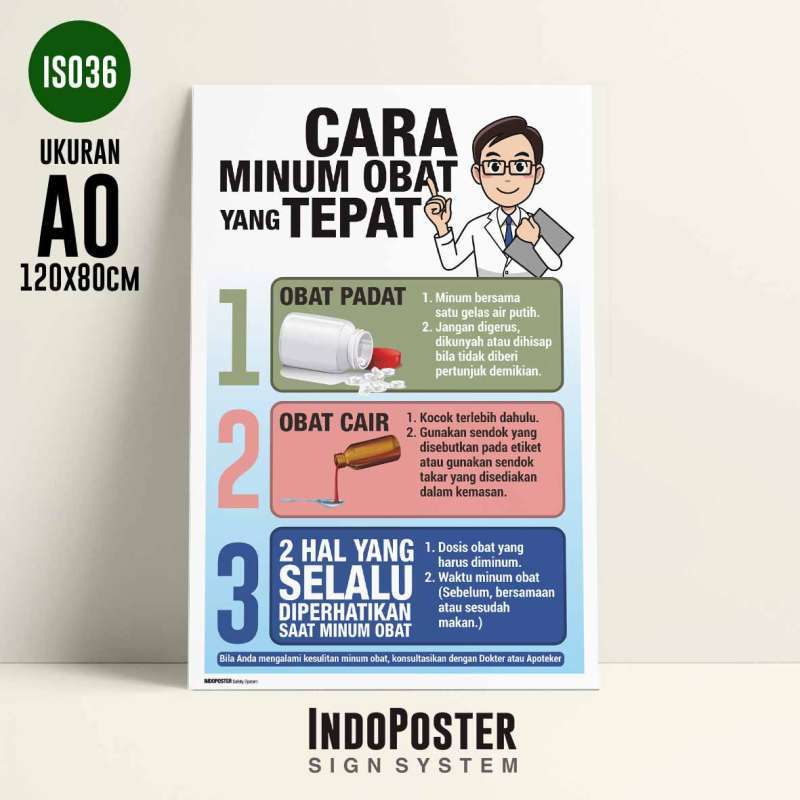 Jual Safety Poster K3 Cara Minum Obat Yang Tepat A0 120x80cm di Seller ...