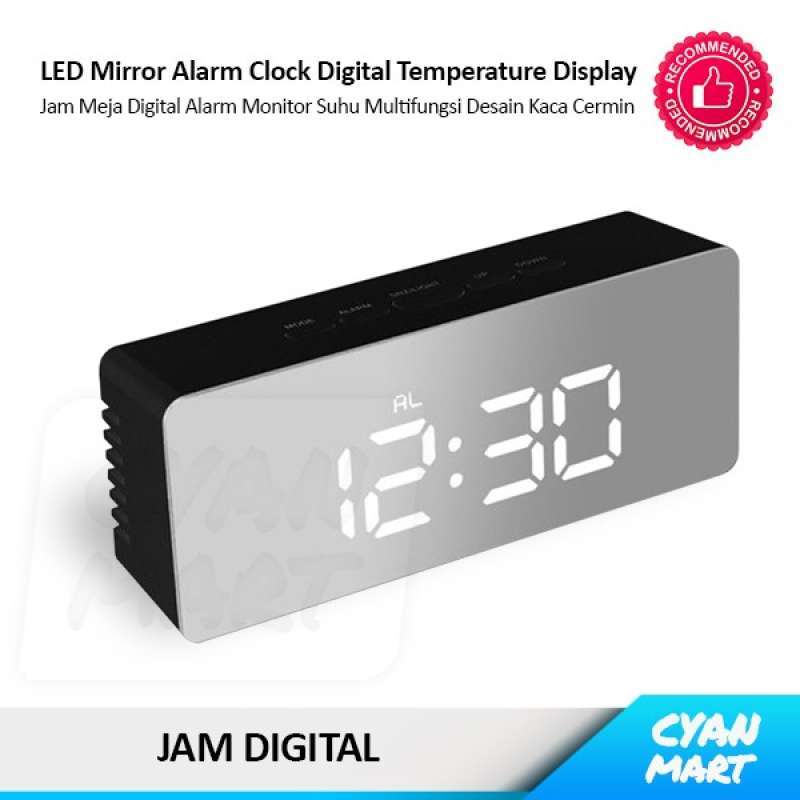 Jual Jam Alarm Digital Weker Cermin LED Mirror Clock Temperature ...