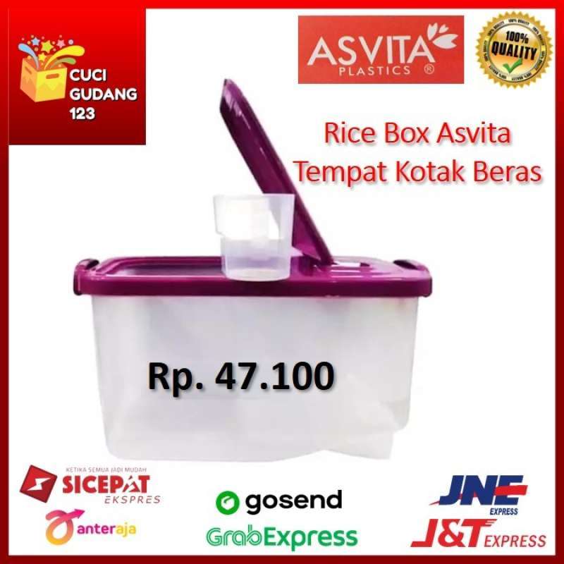 Jual Gratis Ongkir Rice Box Asvita 5Kg Tempat Kotak Beras Mini Plastik ...