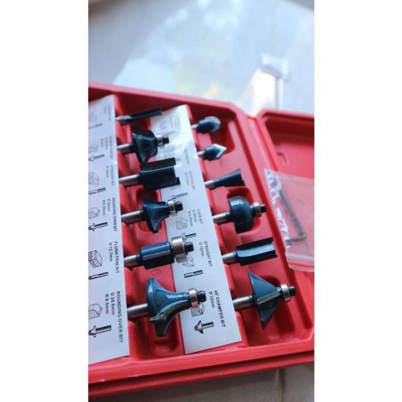 Jual Mata Router Mata Profil Mata Trimmer Set Router Bit Set 12Pcs di ...