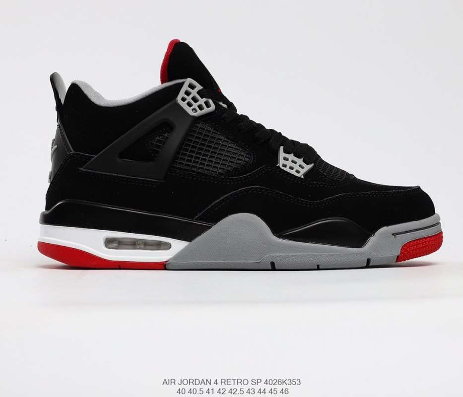 Jual Original men shoe NIKE AIR JORDAN 4 retro bred Black Red Bull NIKE ...