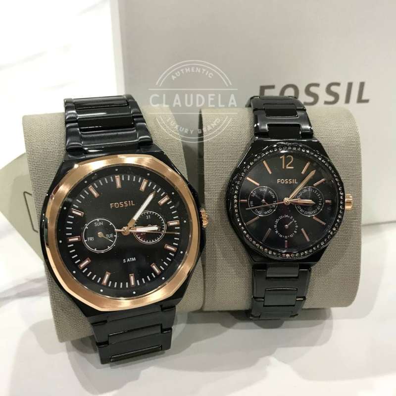Jual Fossil His And Her Multifunction Black Stainless Steel Watch ...