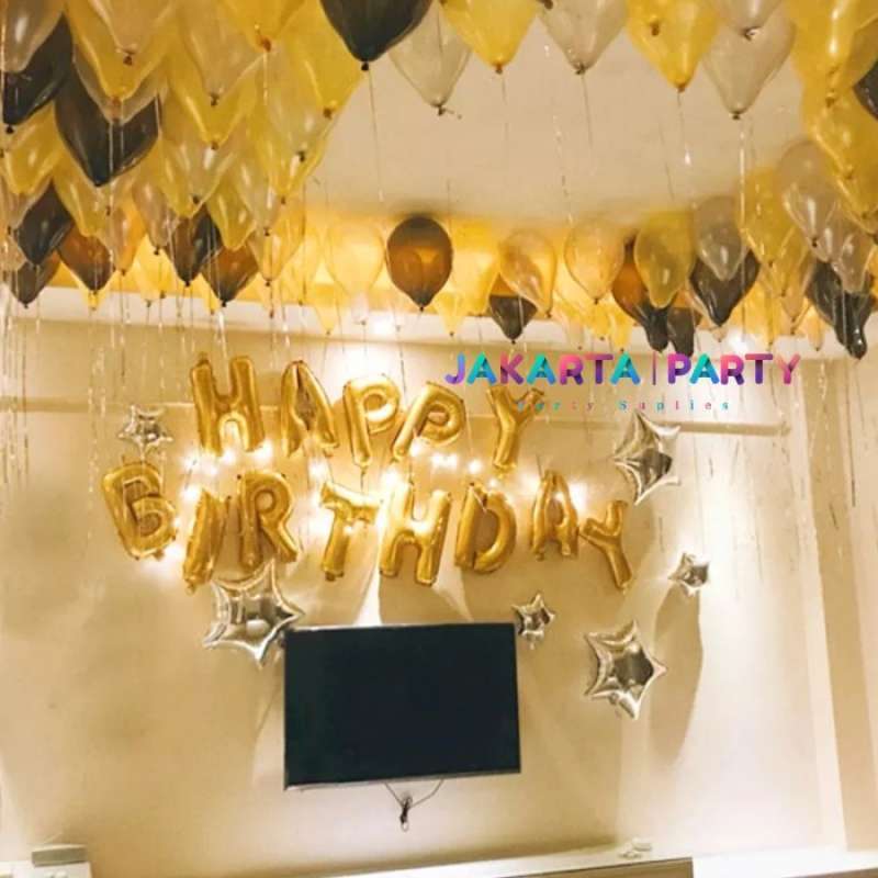 Jual Paket Dekorasi Ulang Tahun Tema Gold #5 / Paket Dekorasi Ultah di ...