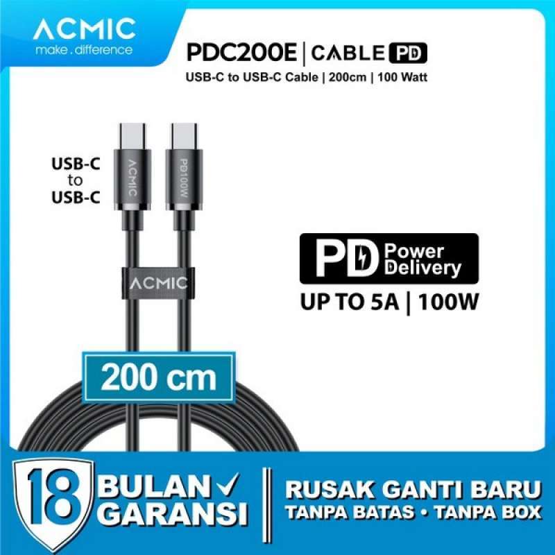 Jual Acmic Pdc200E Cable 2M Usb Type C To Usb Type C Power Delivery Pd ... Jual Acmic Pdc200E Cable 2M Usb Type C To Usb Type C Power Delivery Pd ...