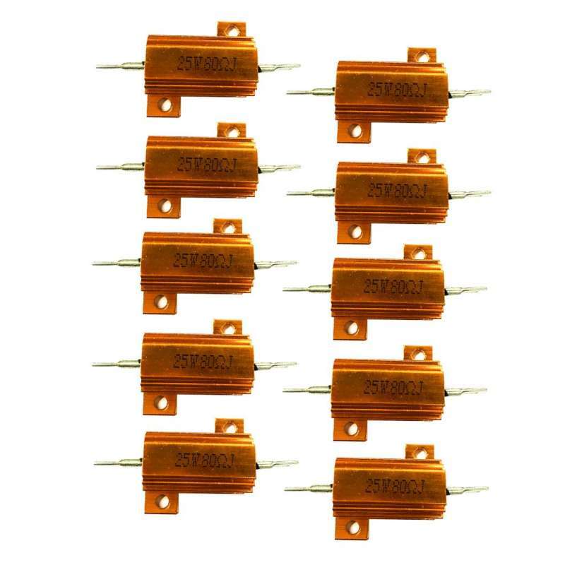 Jual 10 Pieces 25W Aluminium Clad Power Wirewound Resistors 80 Ohm Tool ...