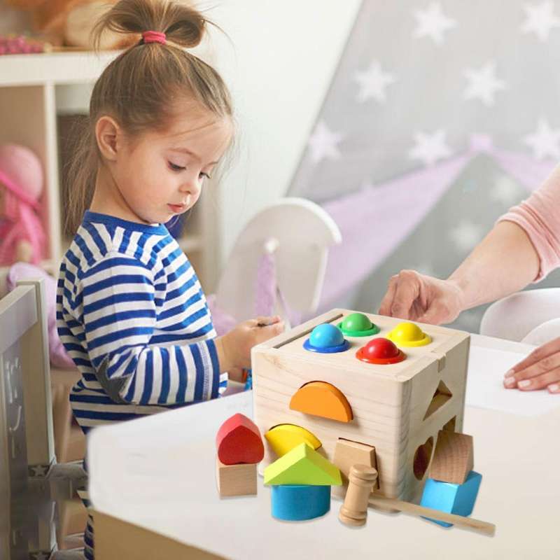 Jual Wooden Shape Mathching Fine Motor Skills Early Learning Toys for ...