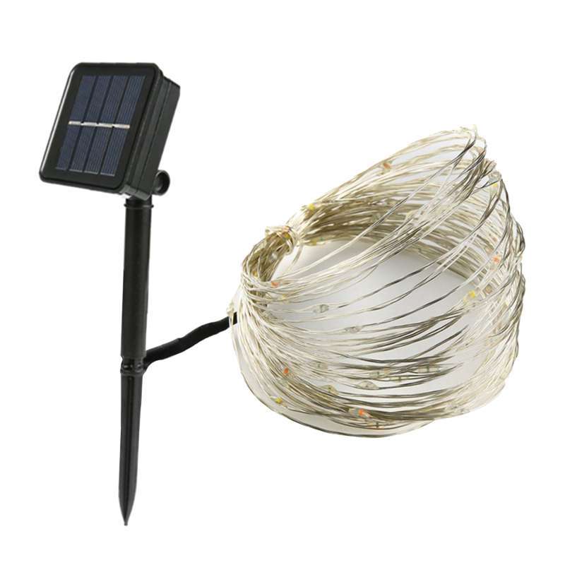 Jual Solar Powered Copper Wire Light Yard Christmas Decoration 100 ...