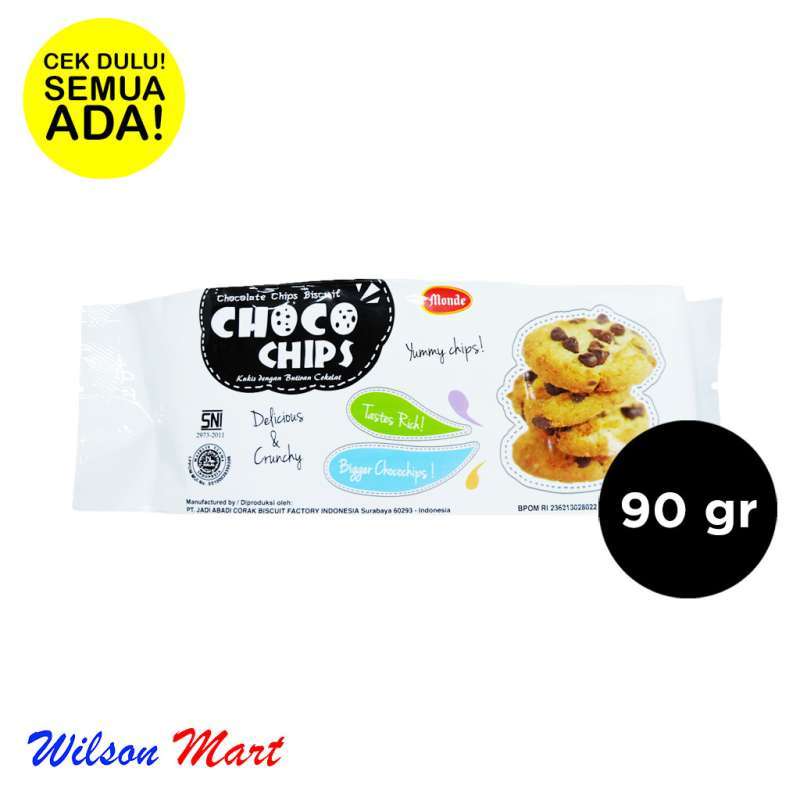 Jual MONDE CHOCO CHIPS BISCUIT 90 GRAM CHOCOLATE COOKIES di Seller ...