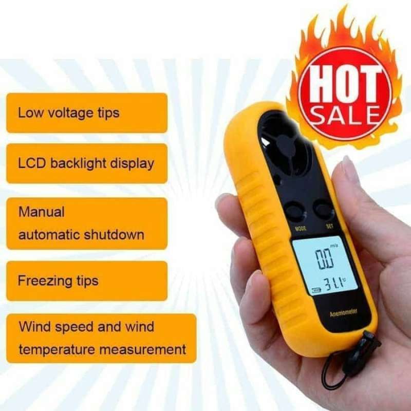 Jual Digital Anemometer With Thermometer Alat Ukur Kecepatan Angin Dan ...