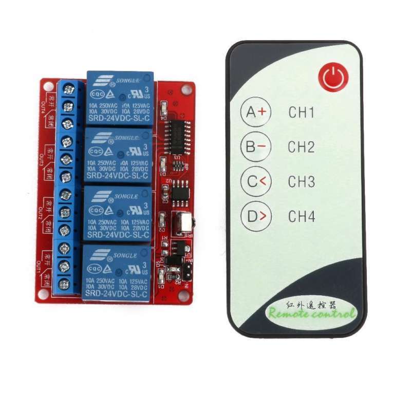 Jual Four Channel 4CH 24V IR Infrared Remote Switch Relay Module Board ...
