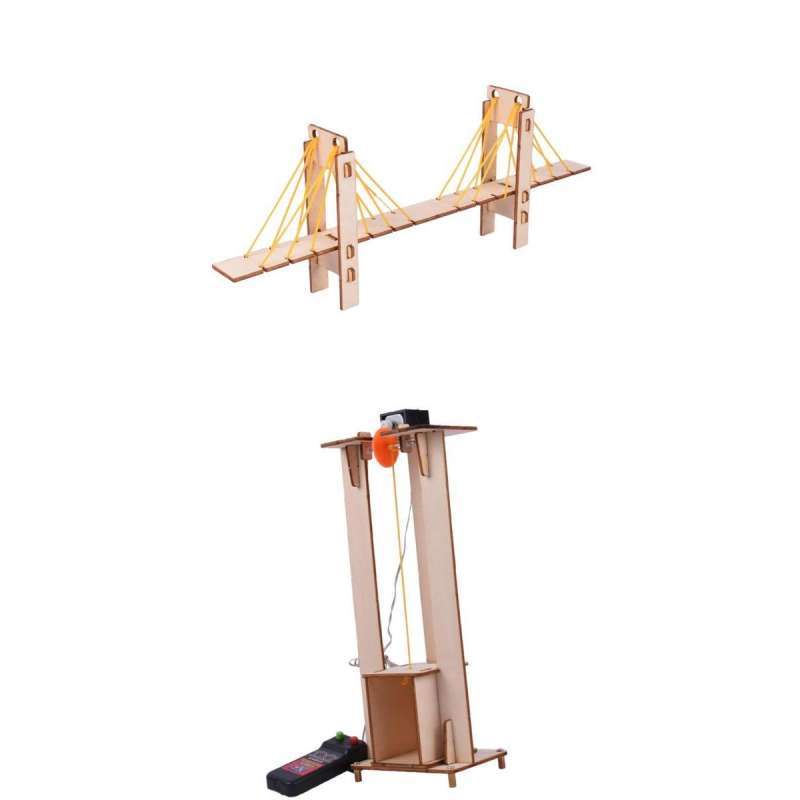 Promo DIY Model Assembly Kits Electric Elevator & Cable Stayed Bridge ...