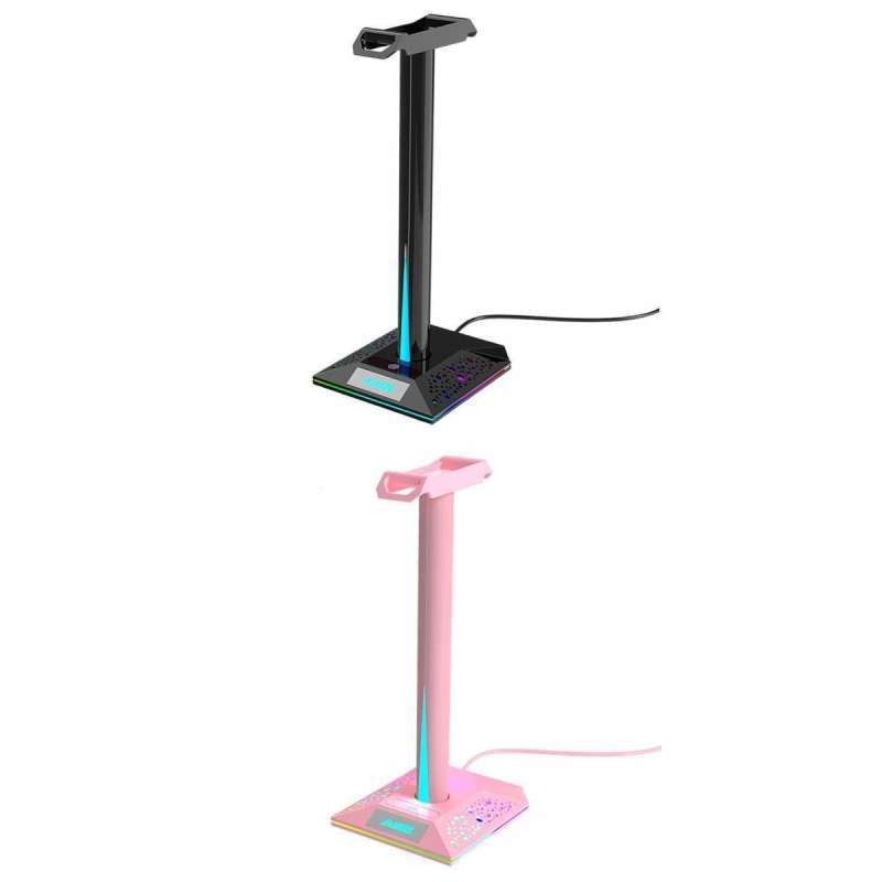 Promo 2 Set RGB Headphone Stands 2 USB Ports 3.5mm AUX Bse for PC ...
