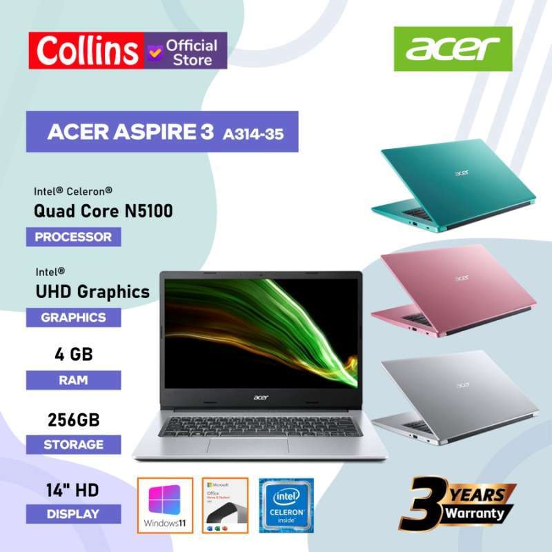 Promo ACER Aspire 3 A314-35 - N5100 Quad Core / RAM 4GB / SSD 256GB ...