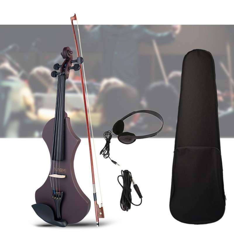 Jual Solid Wood Silent Electric Violin 4/4 Violin Bow Silent Violin Set ...